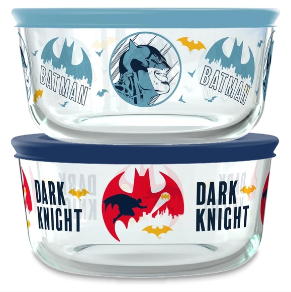 Pyrex | Kitchen | Nwt Pyrex Batman 4piece 4 Cups Round Glass Storage ...